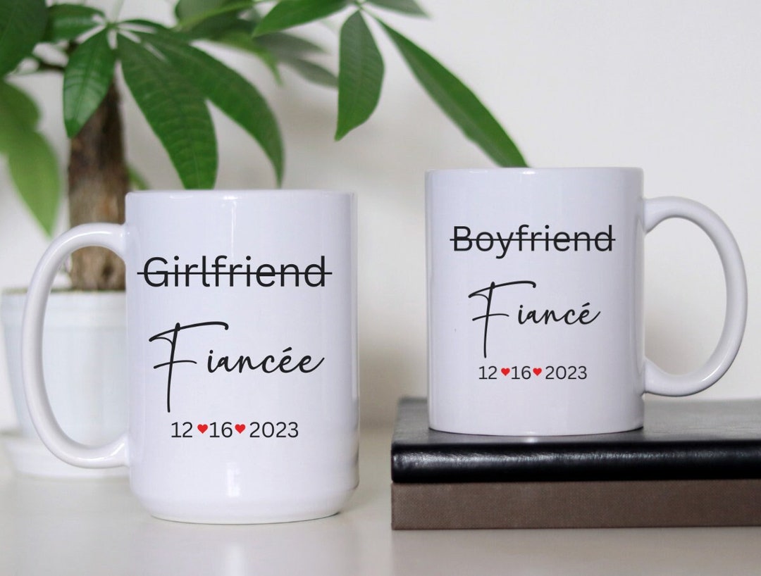 Custom Fiancée and Fiancé Mug Set Engagement Gift for Bridal Shower ...