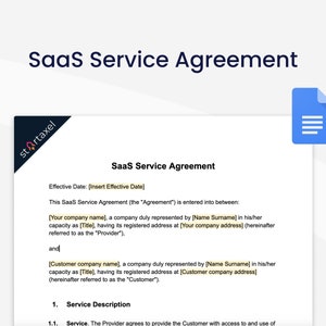Saas Service Agreement Template - Etsy