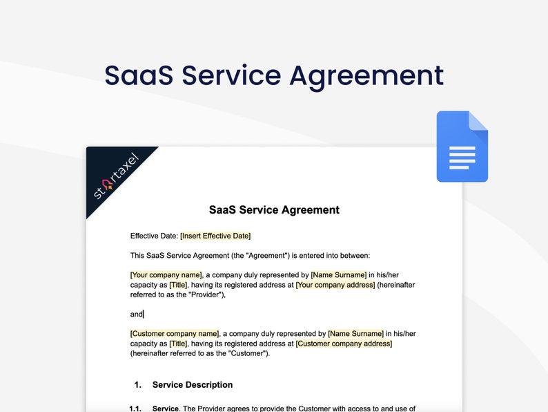 Saas Service Agreement Template - Etsy