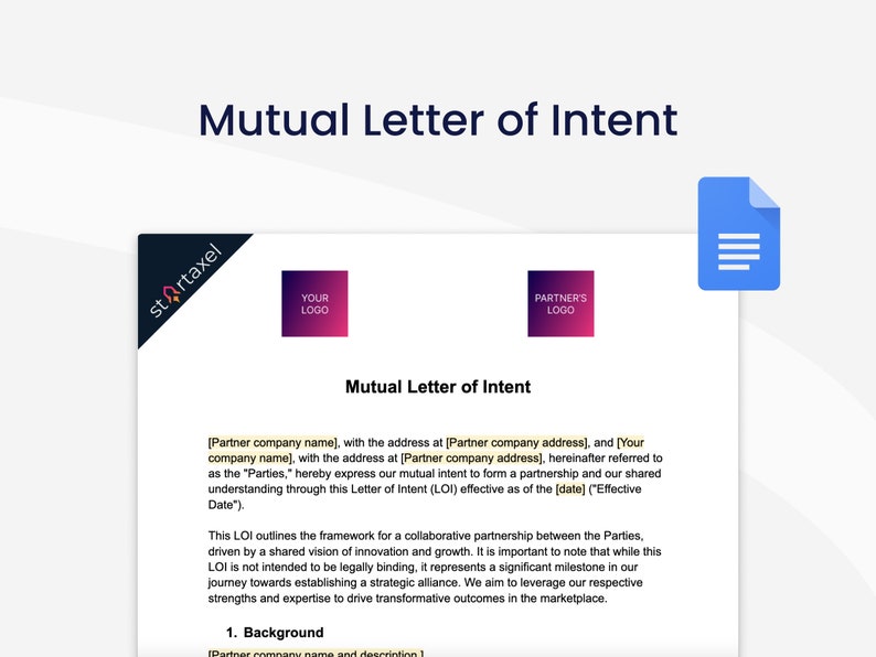 Mutual Letter of Intent Template - Etsy