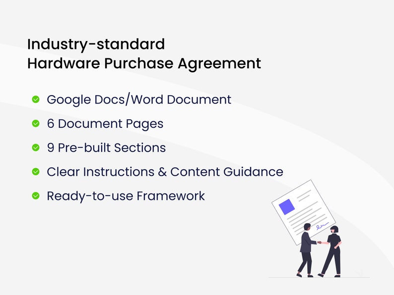 Hardware Purchase Agreement Template - Etsy