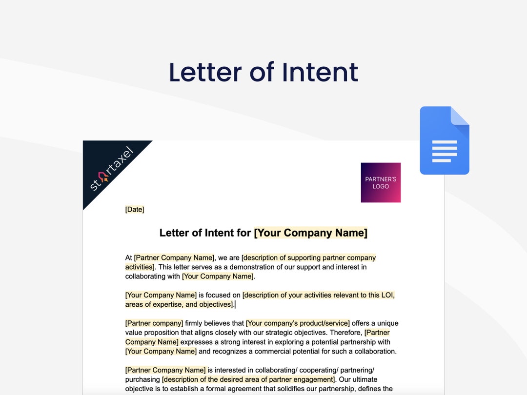 Letter of Intent Template - Etsy