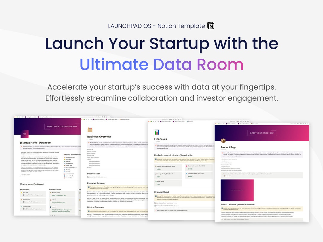 Launchpad OS - Startup Virtual Data Room Notion Template - Etsy