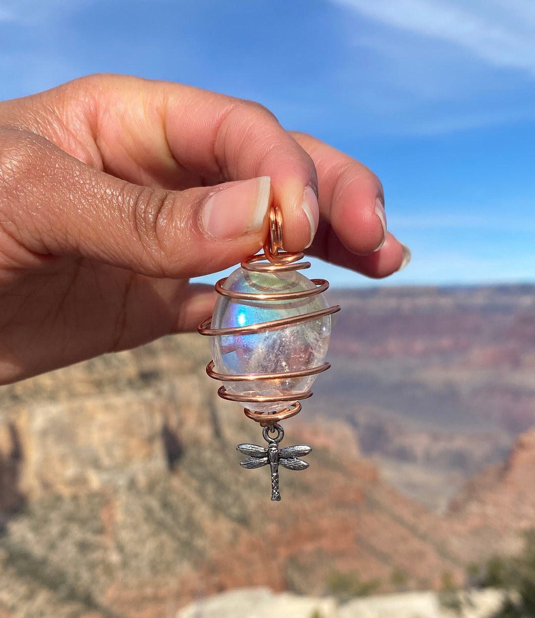 GC Dragonfly Angel Aura Quartz Pendant - Etsy