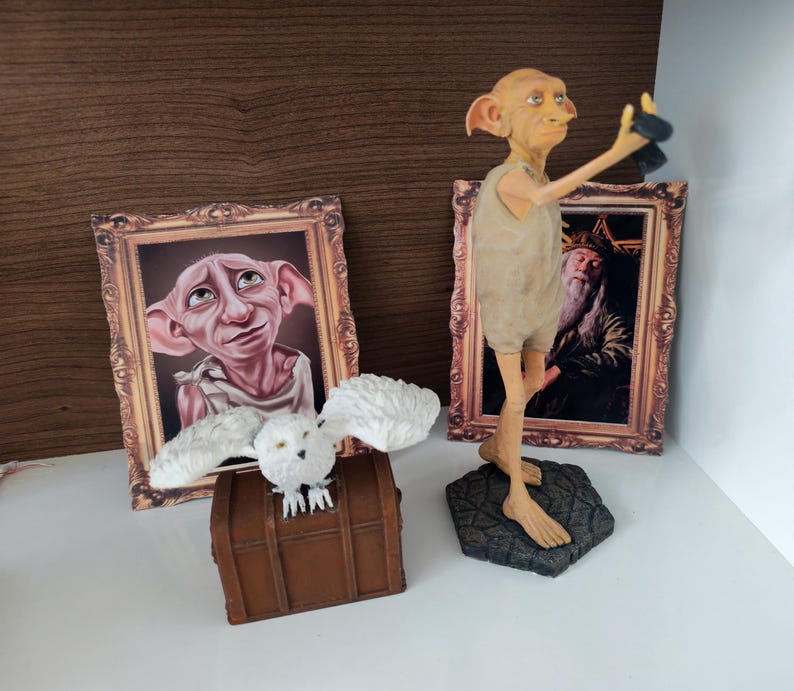 Handmade 3D Printed Dobby & Hedwig Statues, Harry Potter Collectibles ...