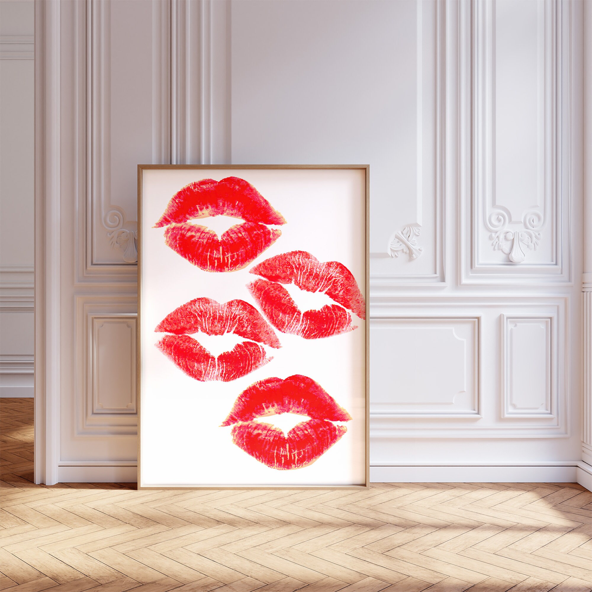 Retro Kiss Poster Vintage, Retro Lips Print Wall Art Love Poster, Lips ...