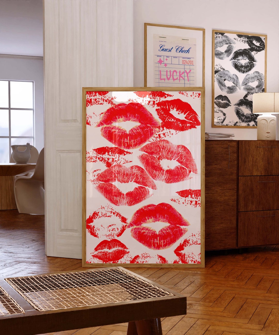 Lipstick Kiss Print, Red Lips Wall Art, Lips Wall Art, Vogue Poster ...