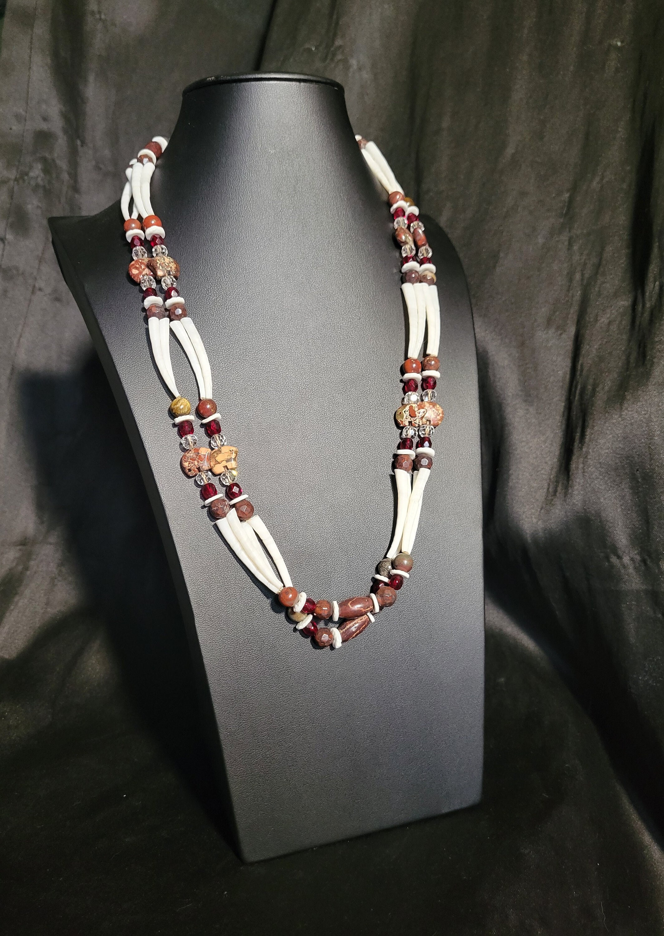 Beautiful Traditional Native 2 Strand Zuni Bear Dentalium Necklace - Etsy