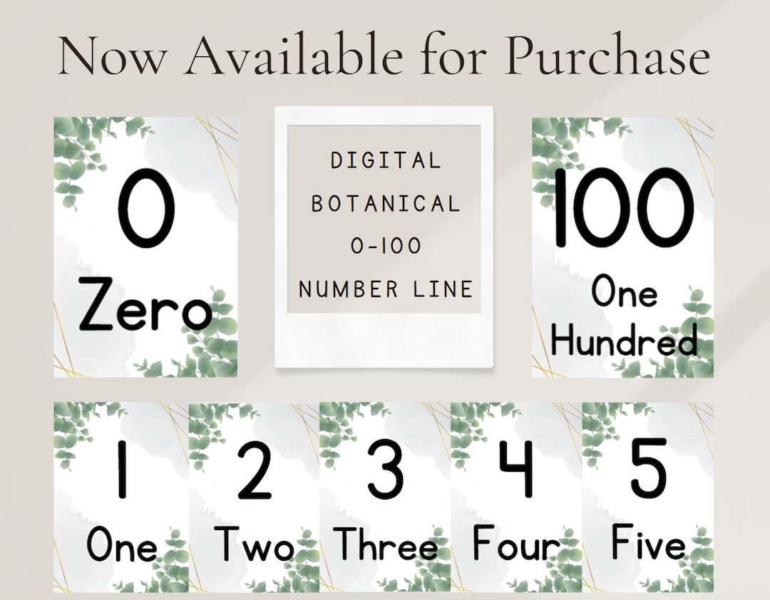 0-100 Number Line Classroom Display Botanical - Etsy