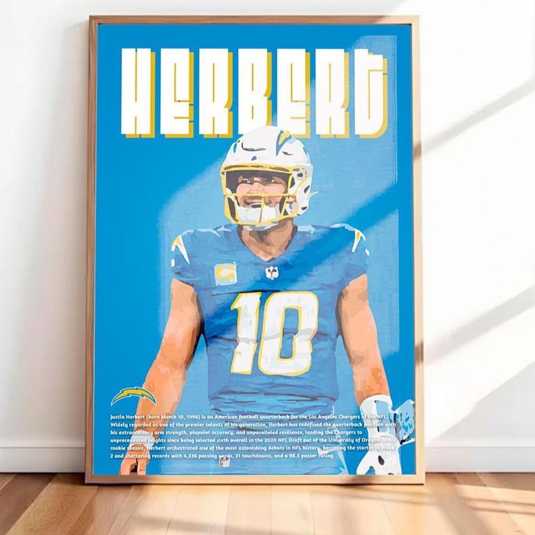 Justin Herbert Poster: NFL Wall Art (digital Download- No Physical ...