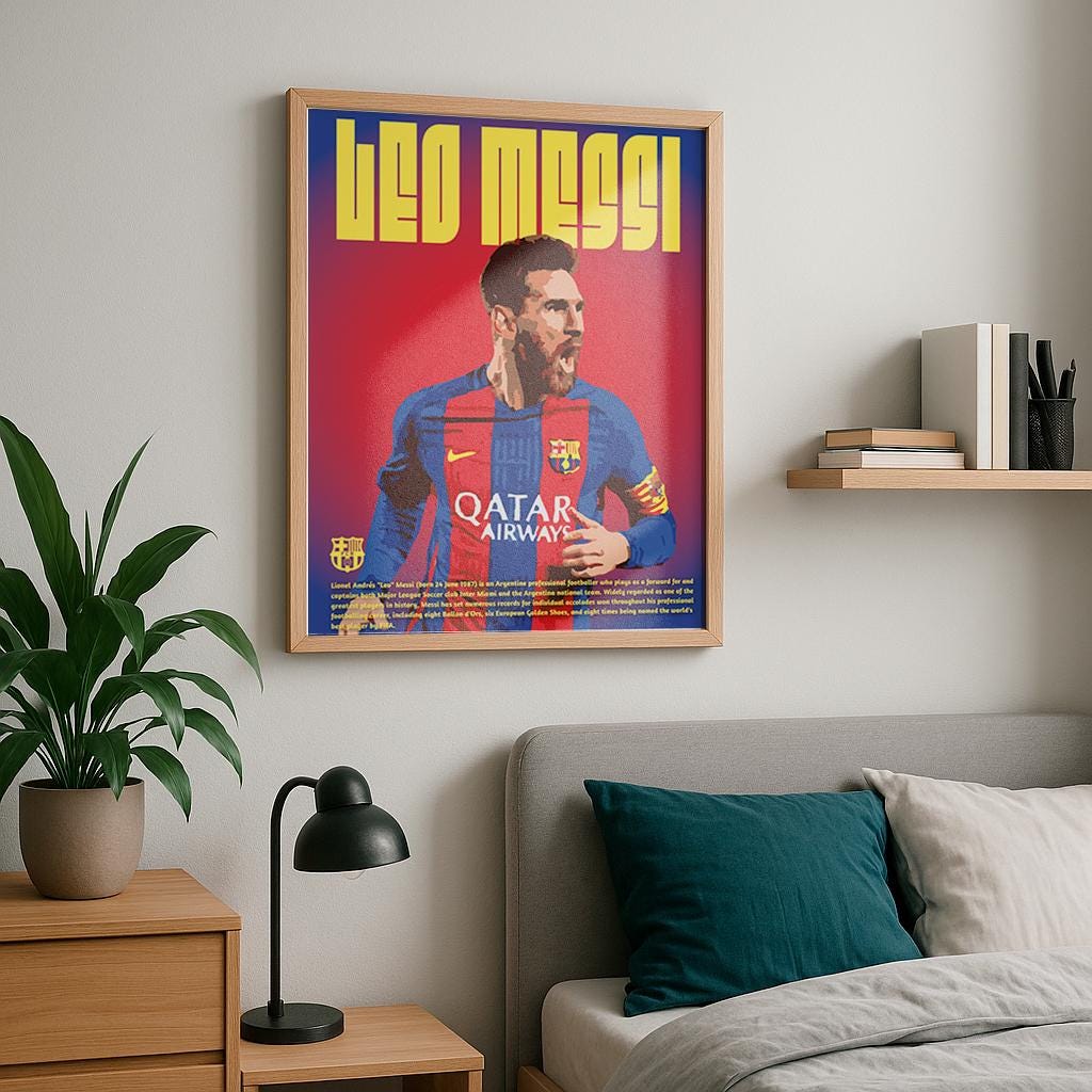 Leo Messi Barcelona Poster: Soccer Wall Art (digital Download, No ...