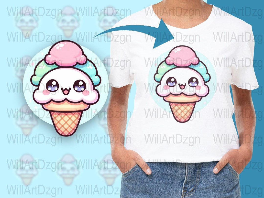 Cute Happy Icecream Cone Digital Paper, Digital Paper 12 X 12, Digital ...