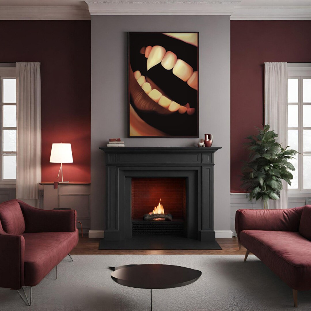 Vampire Fangs Digital Art Print | Gothic Wall Decor | Dark Fantasy ...