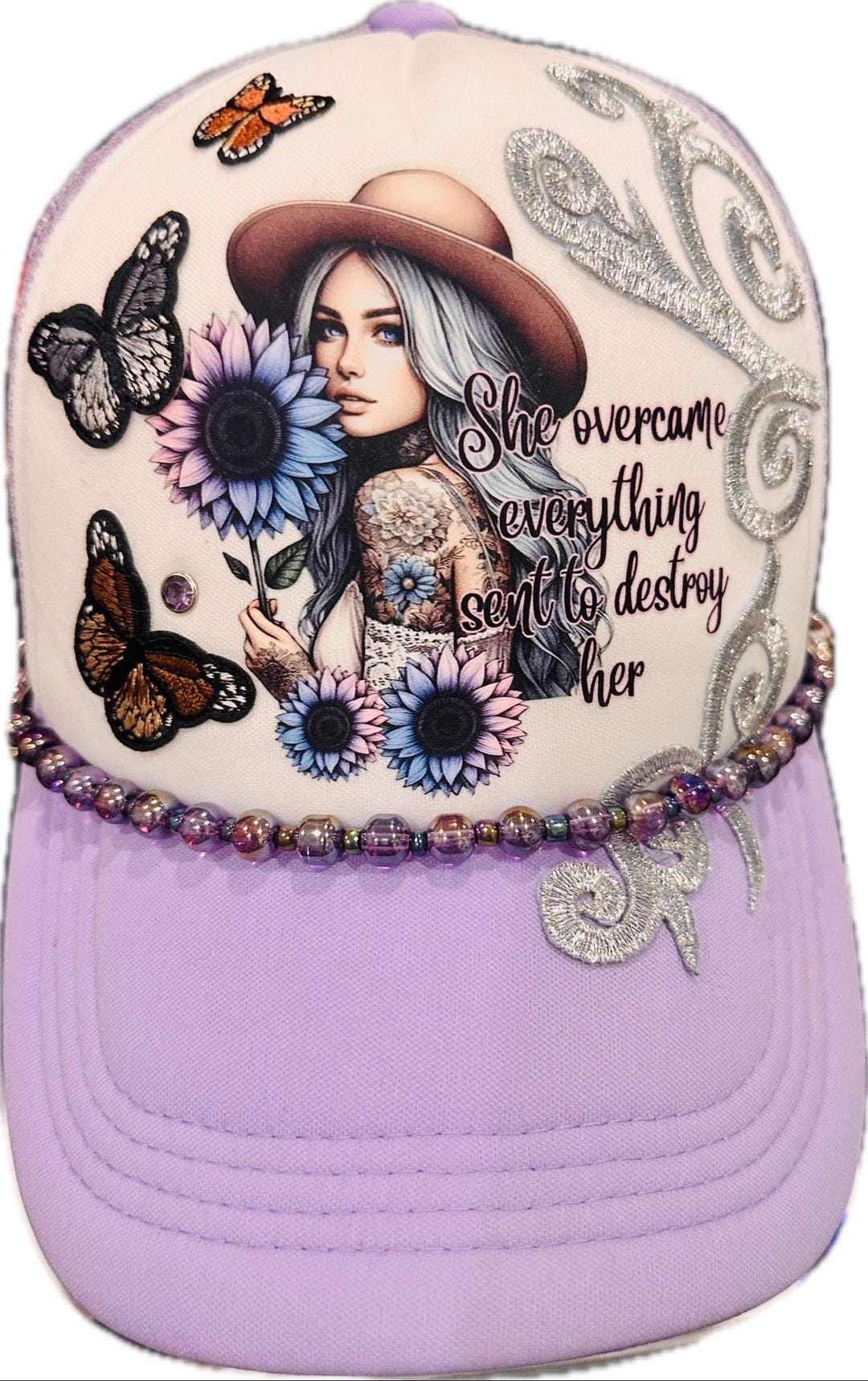 Custom Trucker Hat With Transfer and Lace Design With a Custom Chain - Etsy