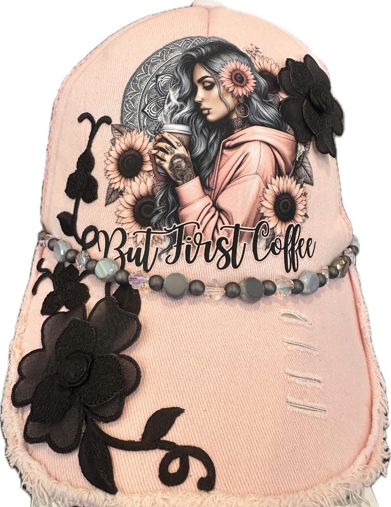 Custom Trucker Hat With Transfer and Lace Design With a Custom Chain - Etsy