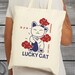 Lucky Cat Maneki Neko Tote Bag - Eco-friendly Reusable Grocery & Book ...