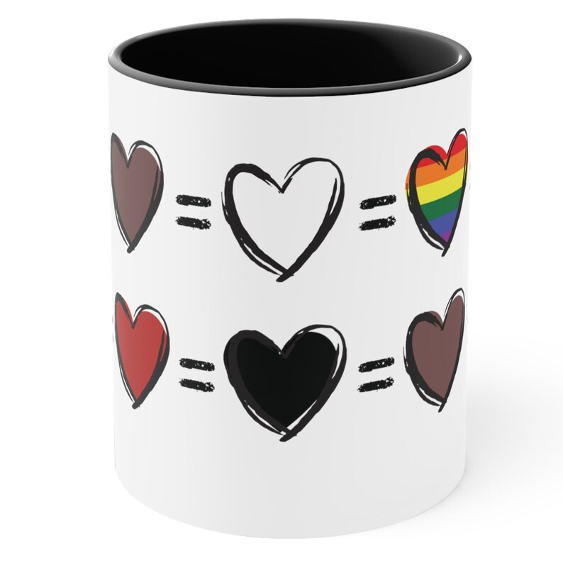 Equal Hearts Coffee Mug, Tea Cup Best Gift for LGBTQ Friends, Family ...