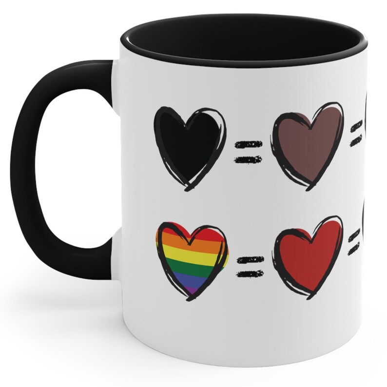 Equal Hearts Coffee Mug, Tea Cup Best Gift for LGBTQ Friends, Family ...
