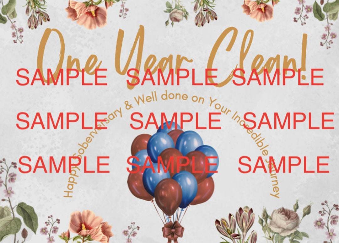 Sobriety Greeting Card 1 Year - Etsy