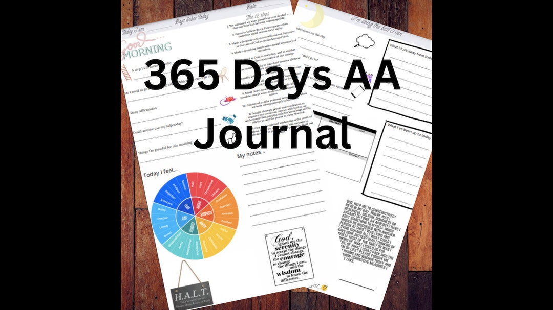365 Days AA Journal Daily Refletions Daily Journal Sobriety Gift ...
