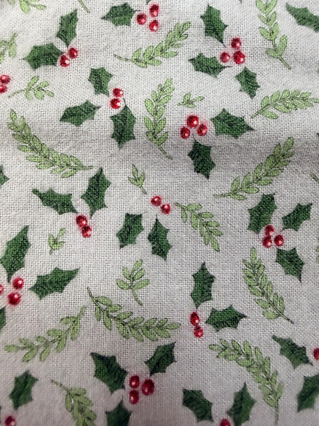 Rare Hearthside Holiday Flannel Fabric, Deb Stain Holly Berry Cotton (1 ...