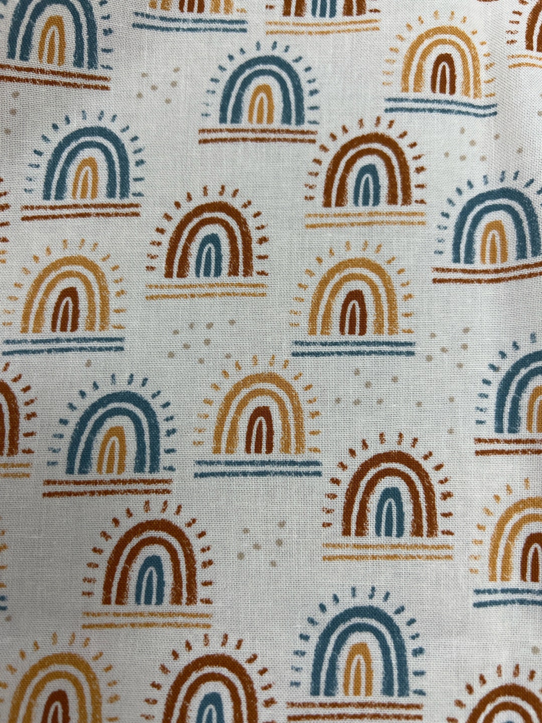 Out of Print Rare**neutral Rainbow Fabric With Blue, Gold and Rust ...