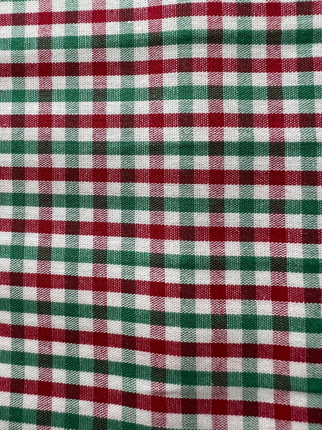 Red, Green and White Tri-checked Fabric by Fabric Finders. 1/8” Inch ...