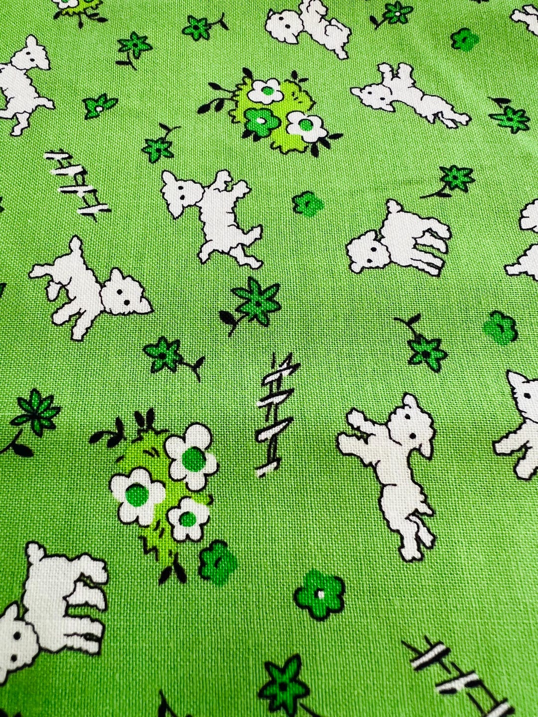 30s Retro Fabric, Penny Rose Toy Chest 3, Green Sheep Cotton (1/2 Yard ...