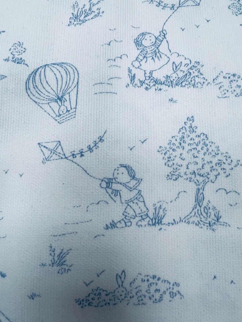 Blue Toile Cotton Fabric, Children, Kites, Balloons, 60" Wide - Etsy