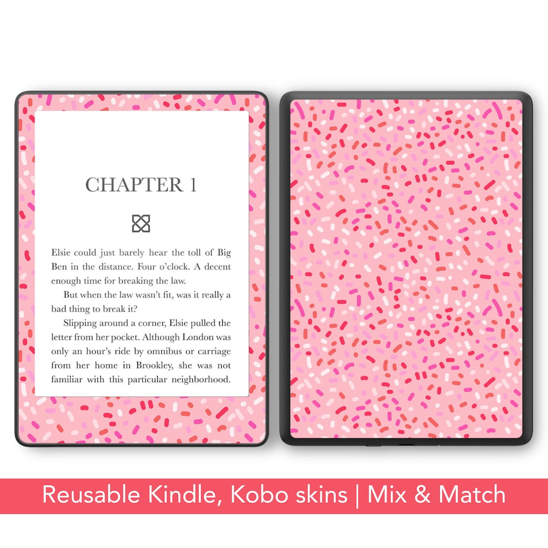 Sprinkles Reusable Amazon Kindle Kobo, Boox Skin, Pink Red Decal, Front ...