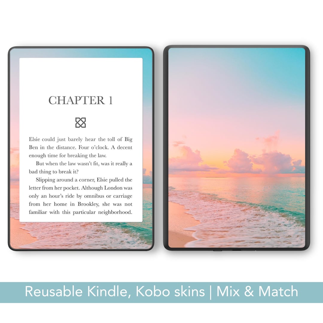 Ocean Sunset Kindle, Boox, Kobo Skin: Reusable Coastal Vacation Decal ...
