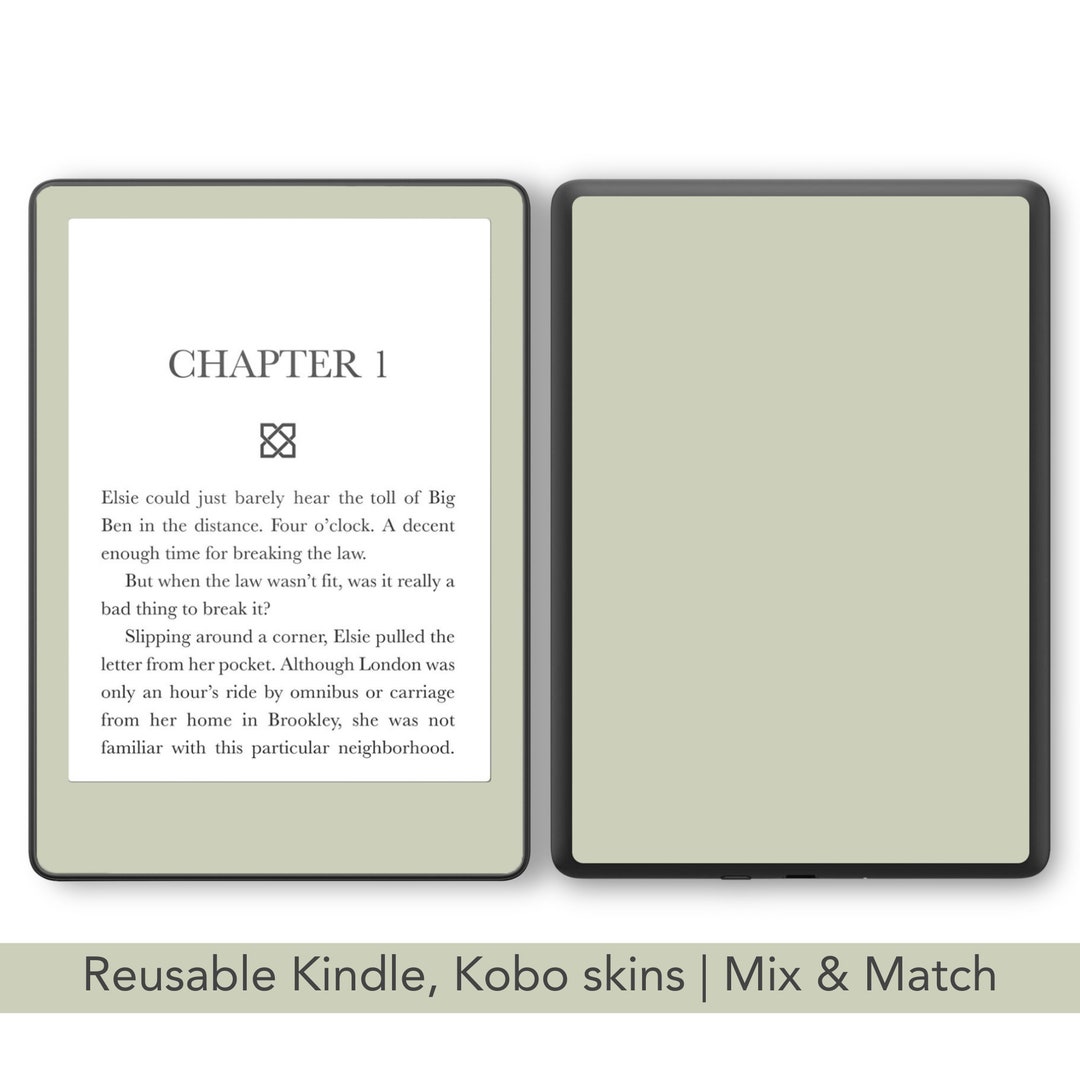Light Sage Green Reusable Amazon Kindle Skin, Kobo Decal, Decorate Your ...