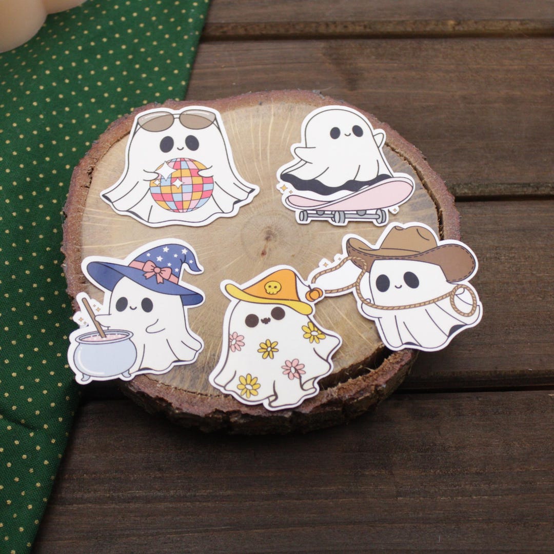 Ghost Halloween Sticker Bundle for Kindle & Tablet, Wizard, Skateboard ...