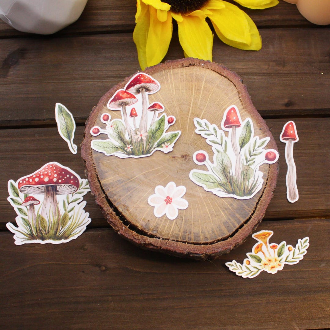 Forest Mushrooms Sticker Bundle for Kindle & Tablet Red, Flowers, Red ...
