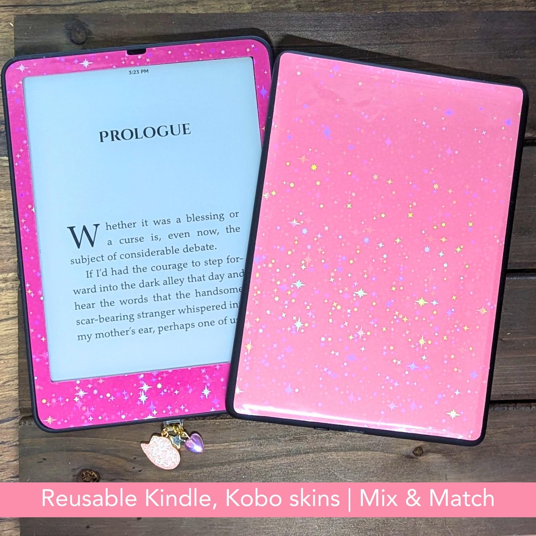 Pink Holographic Sparkles Glitter Skin, Reusable Amazon Kindle or Kobo ...