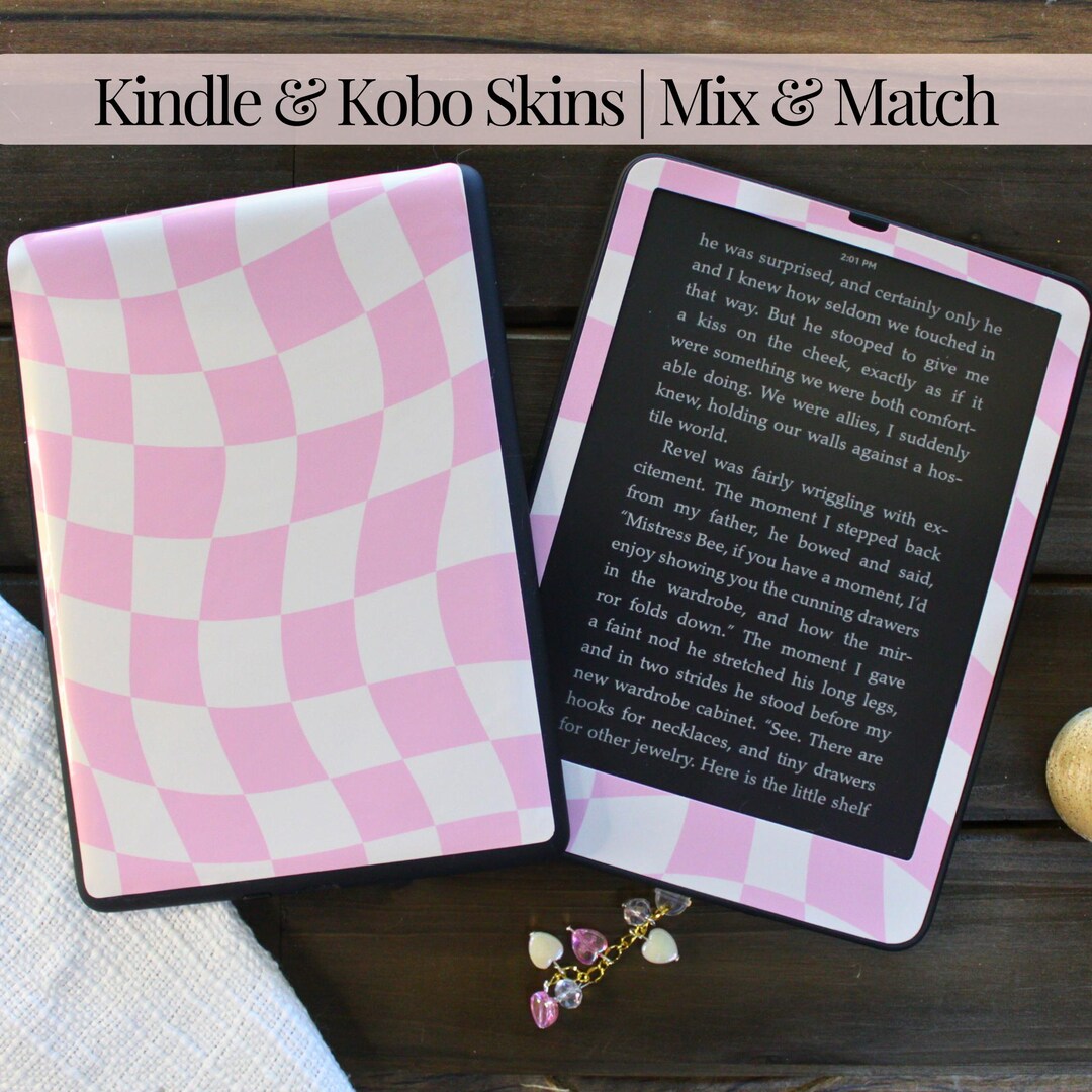 Reusable Amazon Kindle Skin, Kobo Decal, Pink Checkered, Decorate Your ...
