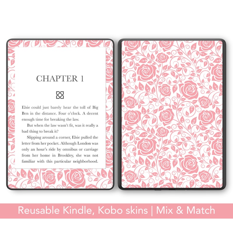 Pink Rose Kindle Skin - Etsy