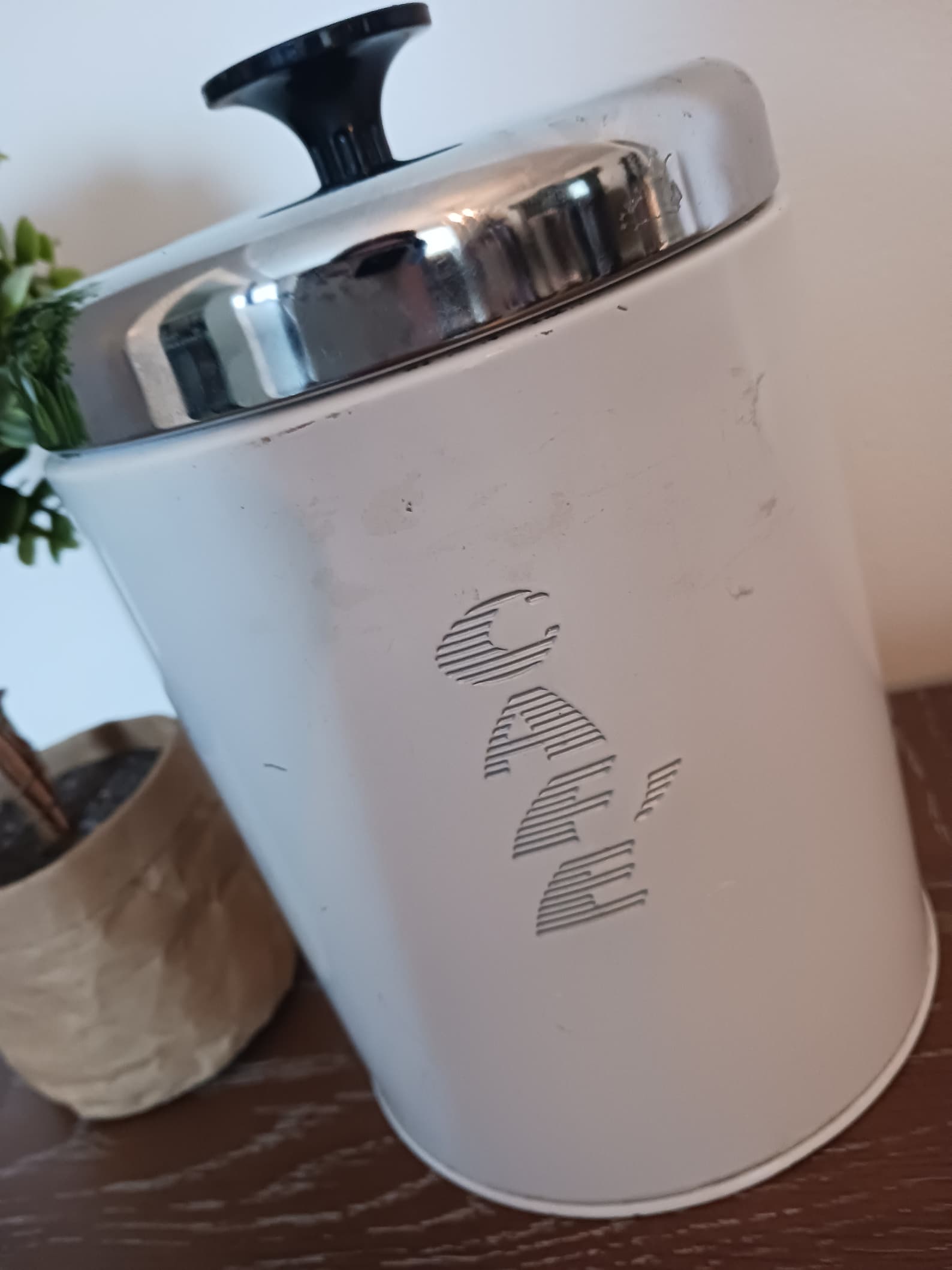 Vintage White Tin Cafe Canister - Etsy