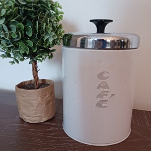 Vintage White Tin Cafe Canister - Etsy