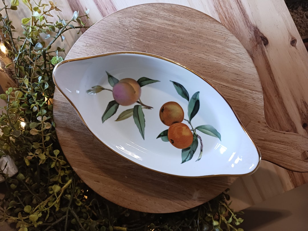Royal Worcester Evesham Serving Dish, Peach Bakeware, Hand Painted ...
