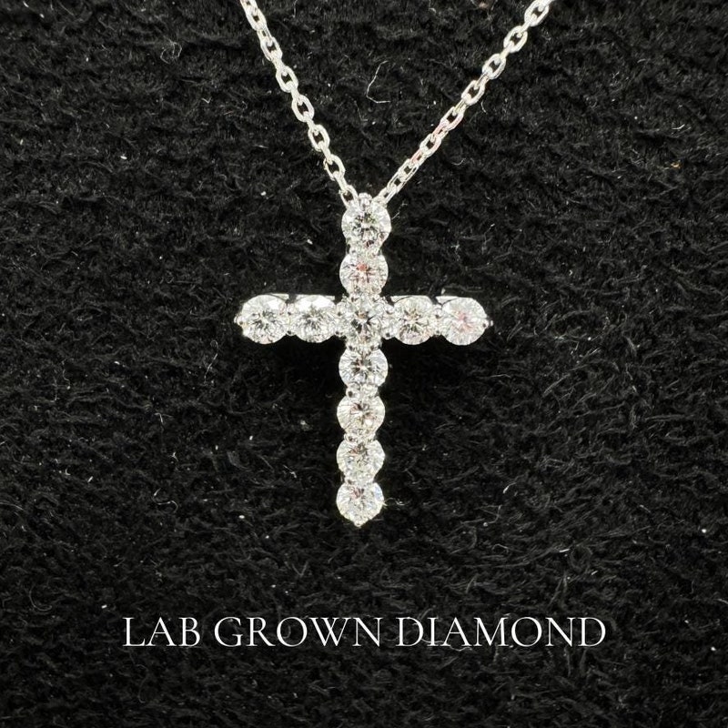 Lab Grown Diamond Cross Necklace - Etsy