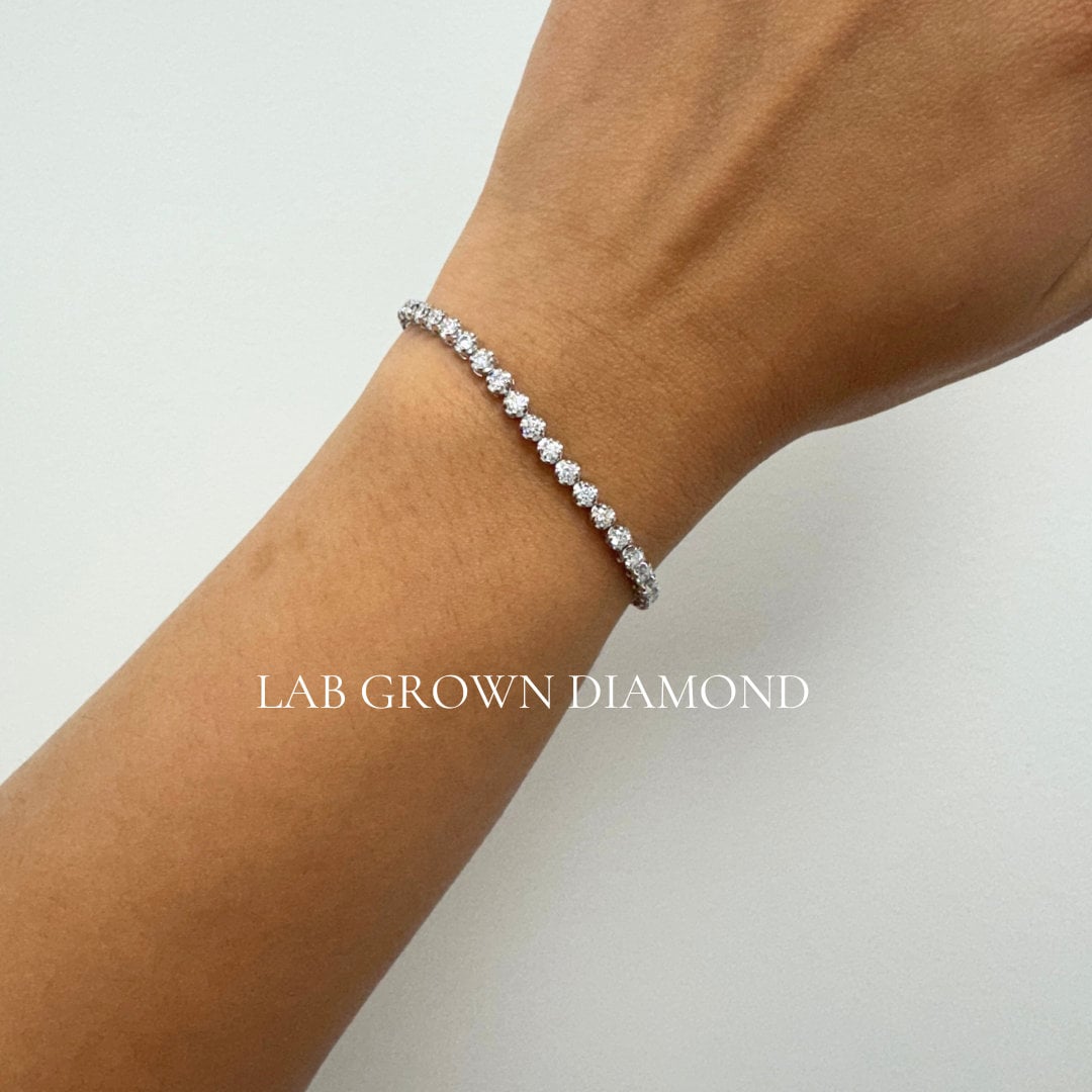 3 Carat Diamond Tennis Bracelet. Lab Grown Diamond Buttercup Crown ...