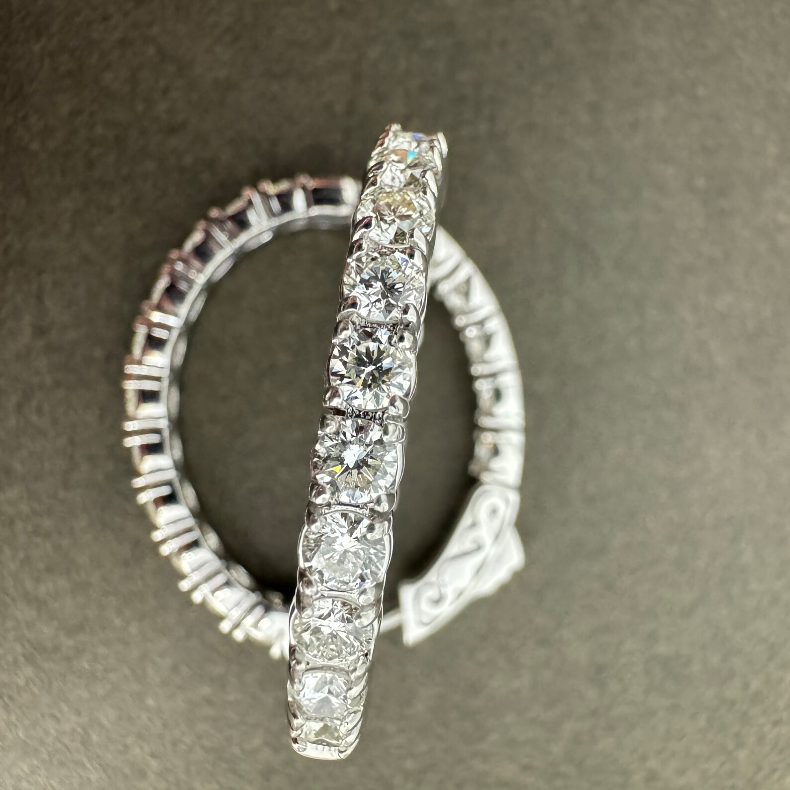 Diamond Oval Hoop Earrings Lab Grown Diamond. 14K Solid Gold. 3.40 ...