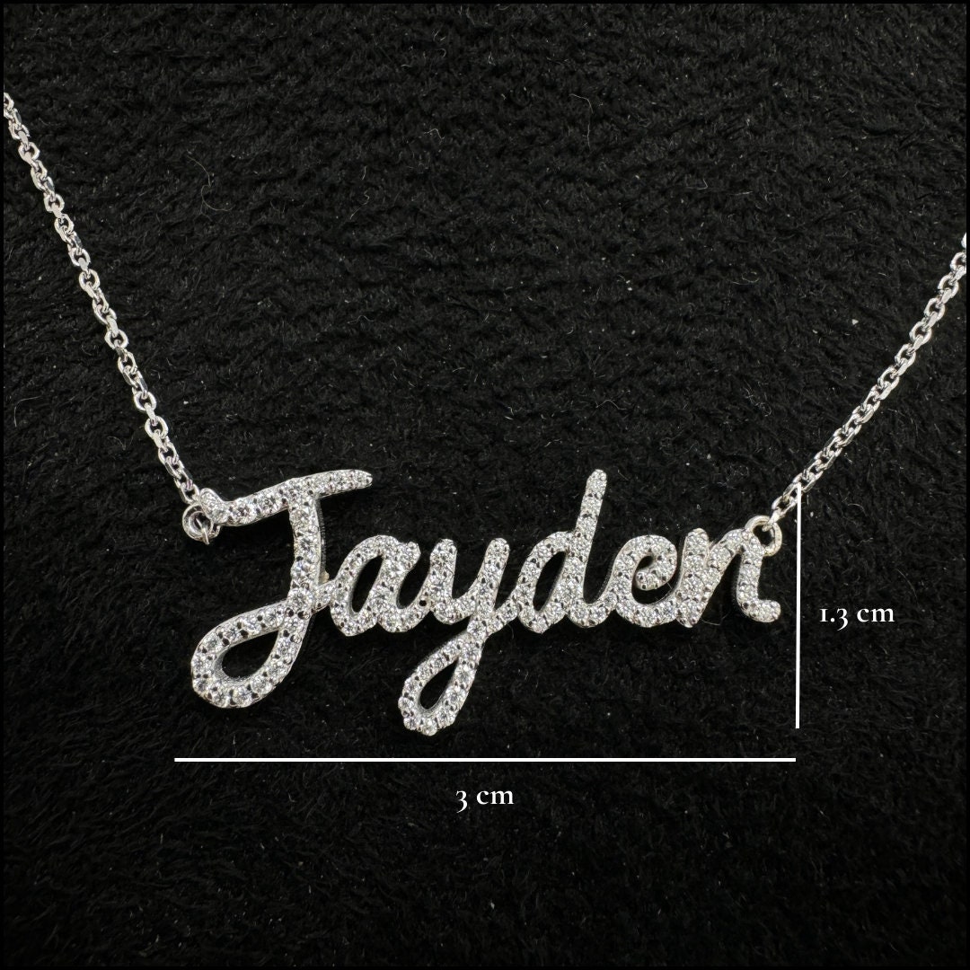 Personalized Diamond Name Necklace. 14K Solid Gold, Lab Grown Diamond ...