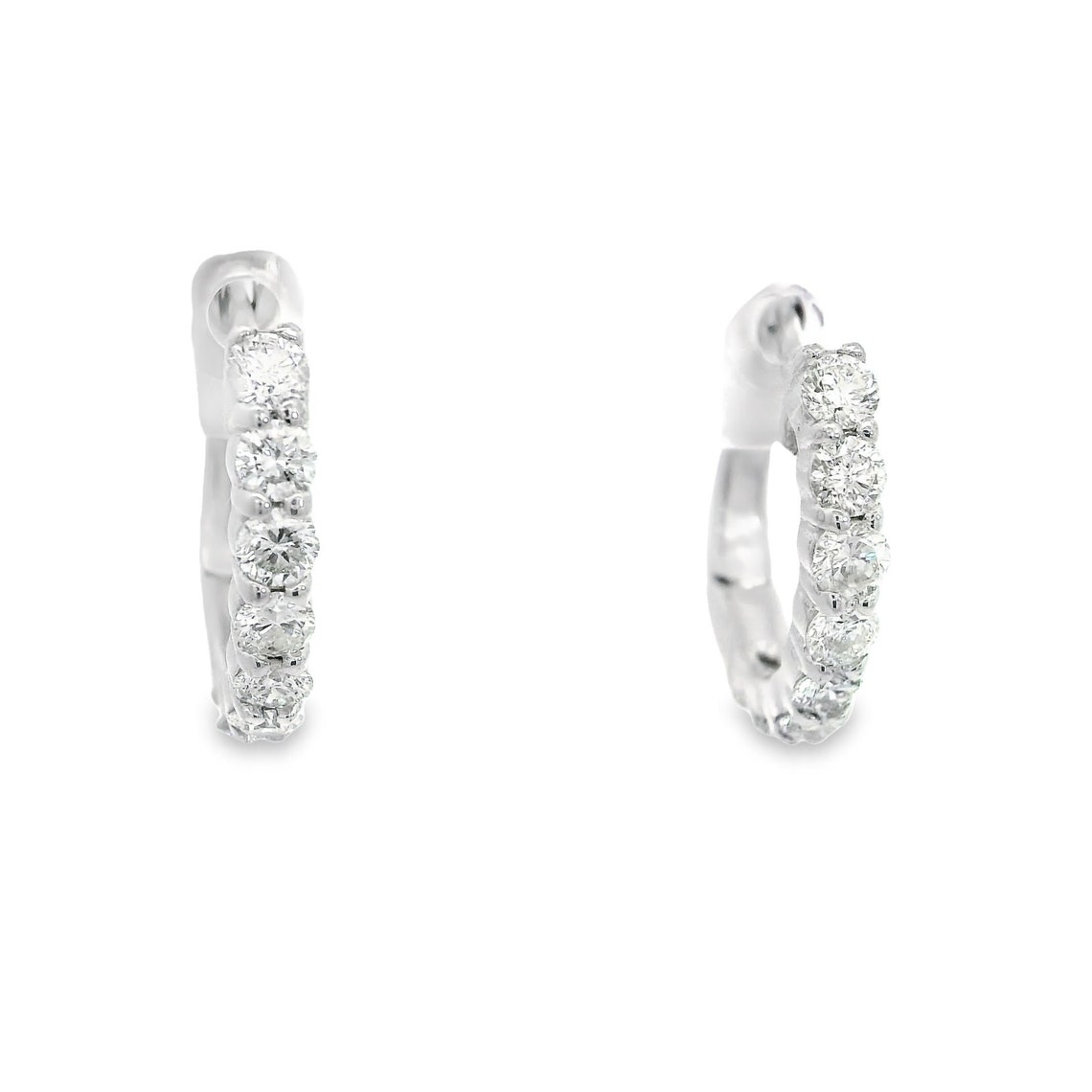 14k Gold Diamond Huggies, Real Natural Diamond Small Hoop Earrings ...