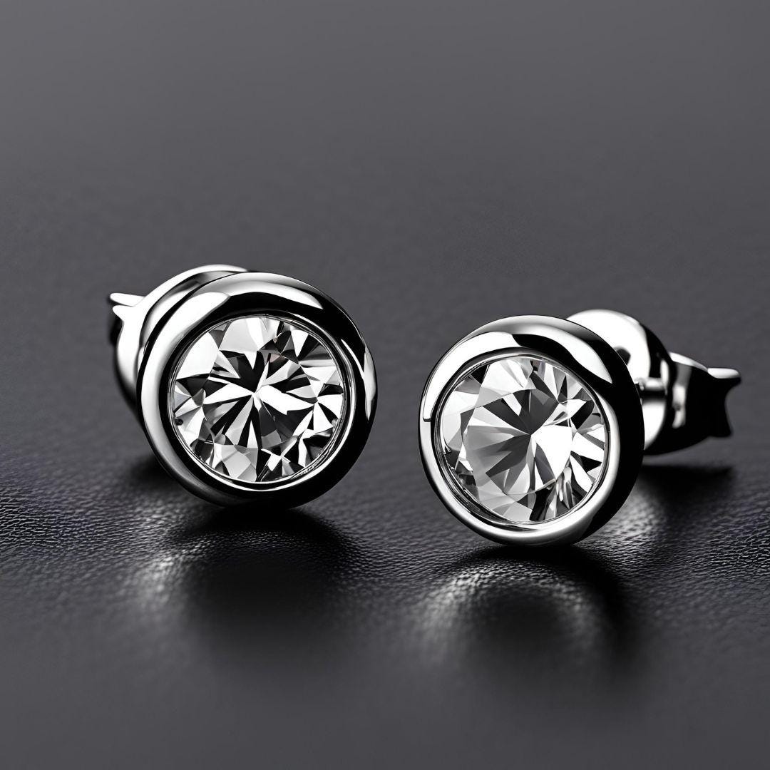 Bezel Set Lab Grown Diamond Earrings 14K Solid Gold 0.50-4 TCW E VS1 ...