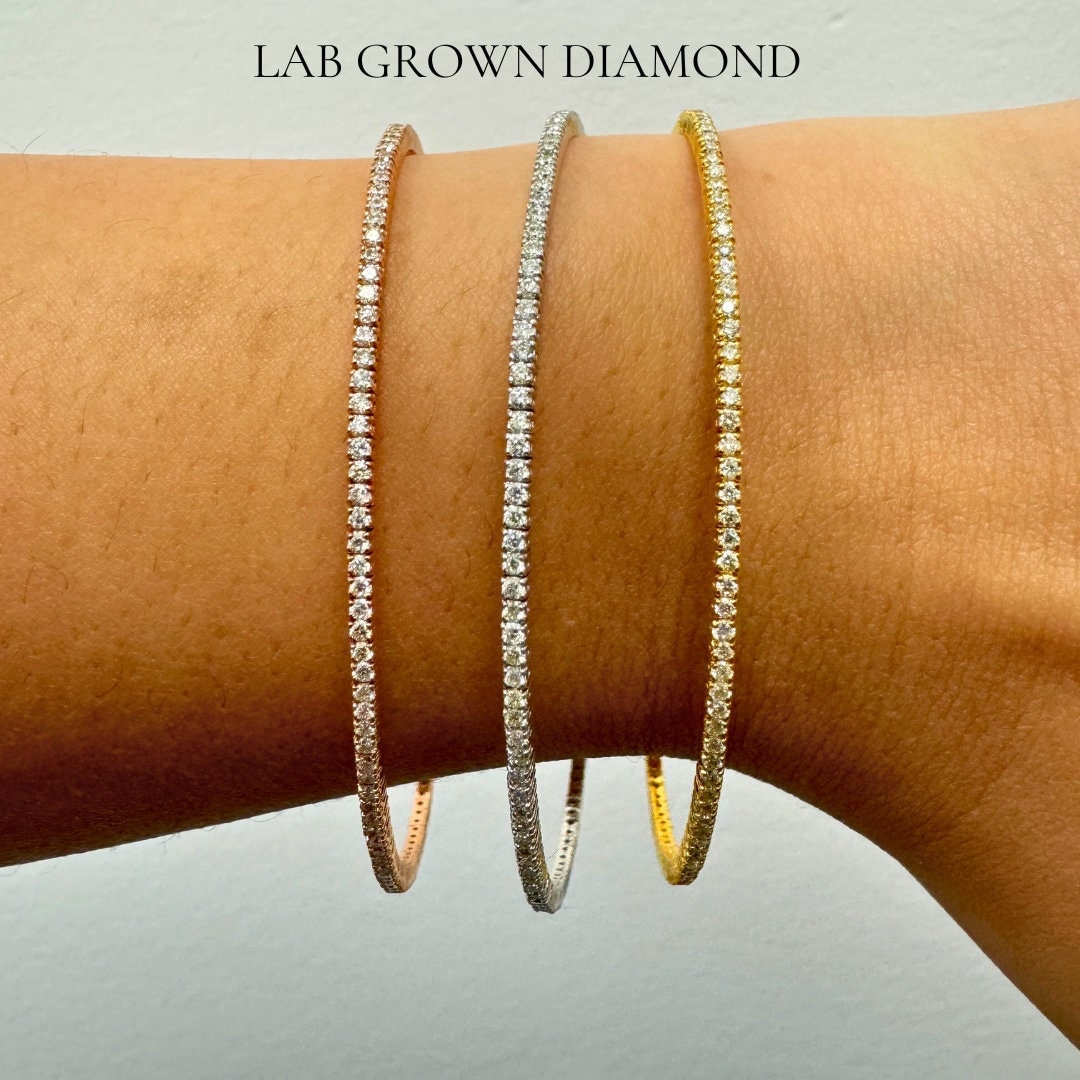 1.20 Carat Diamond Flex Bangle. Lab Grown Diamond Full Flexible Bangle ...