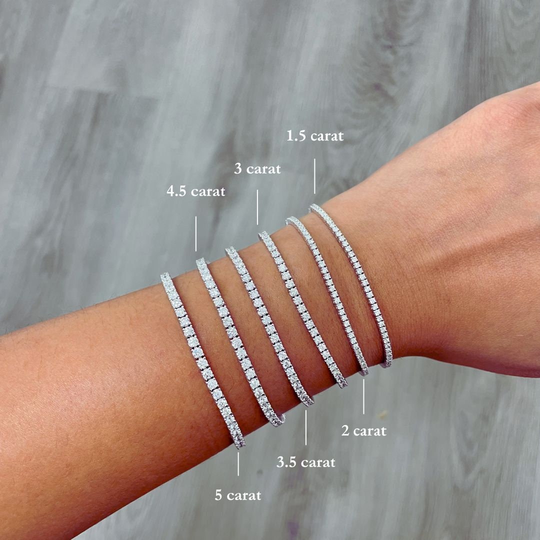 Real Natural Diamond Tennis Bracelet. 1.5 5 Carat. Stackable Bracelet. 14K Gold Tennis Bracelet. Infinity Bracelet. Stackable Bracelet