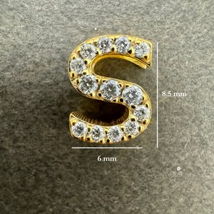 14K Solid Gold Diamond Initial Pendant. Real Natural Diamond Letter ...