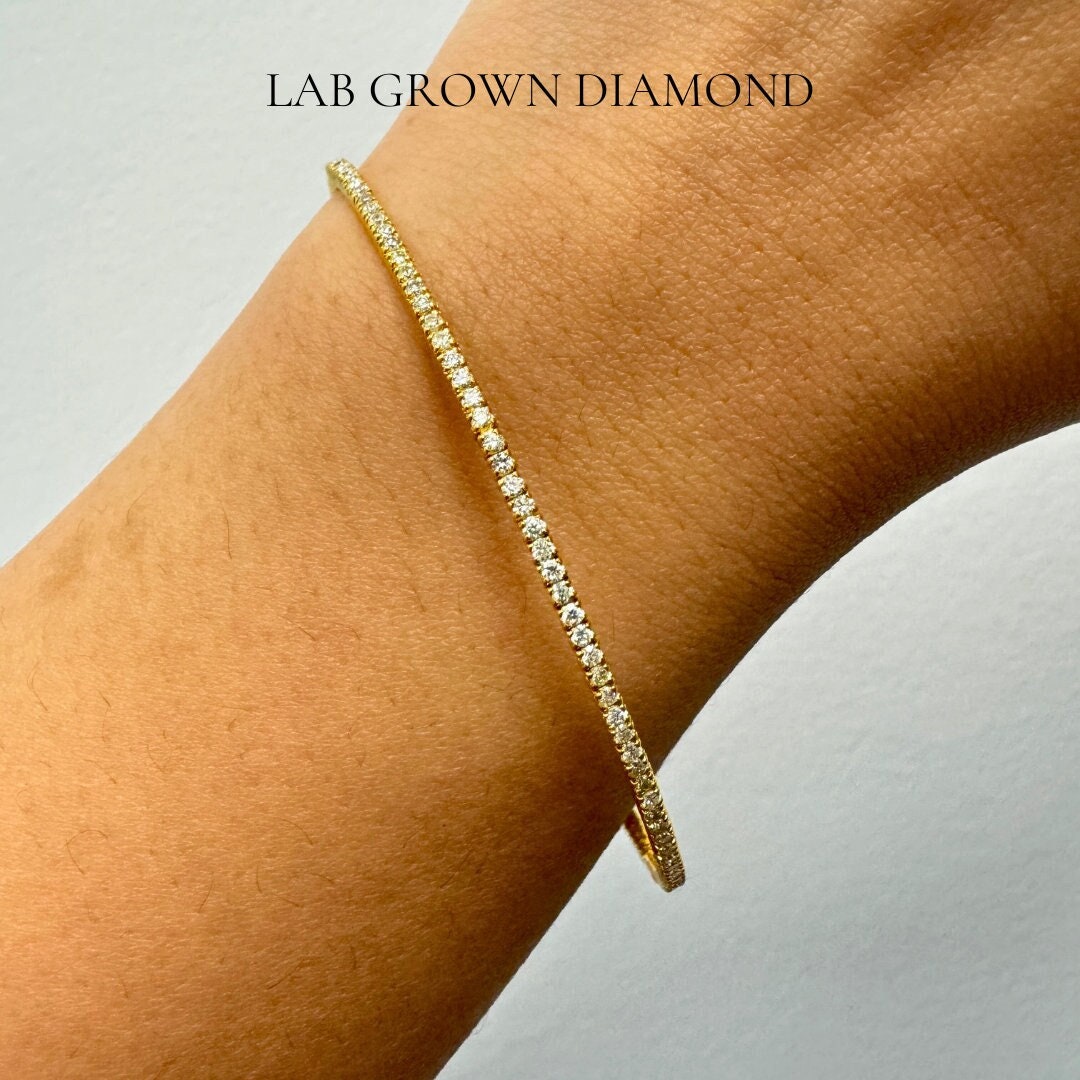 1.20 Carat Diamond Flex Bangle. Lab Grown Diamond Full Flexible Bangle ...